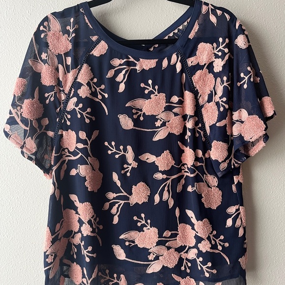 Maeve | Tops | Anthropologie Maeve Navy Embroidered Top | Poshmark